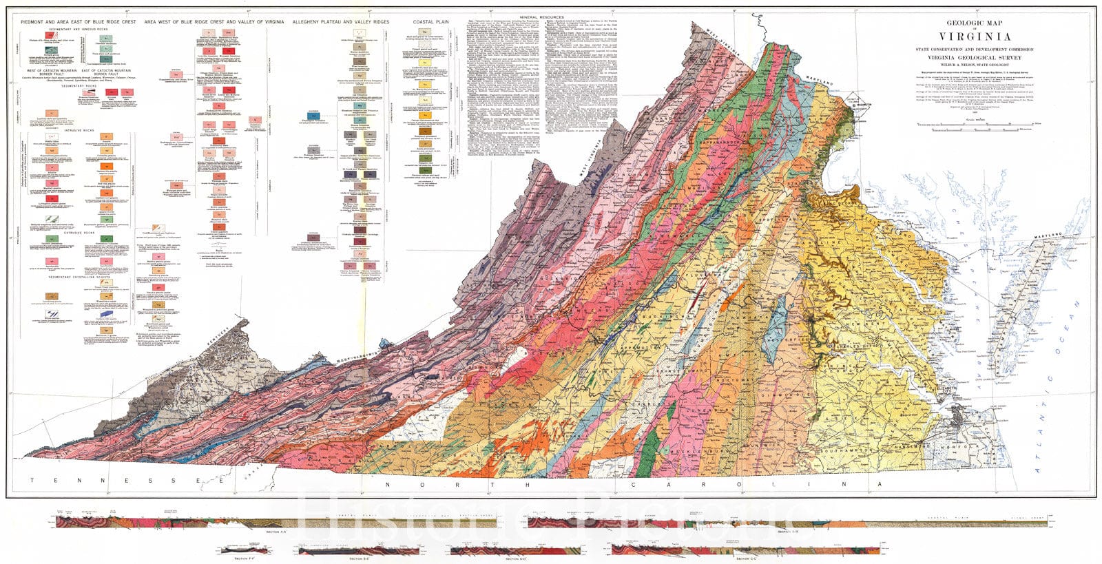 Historic Map : 1928 Geologic Map of Virginia : Vintage Wall Art ...