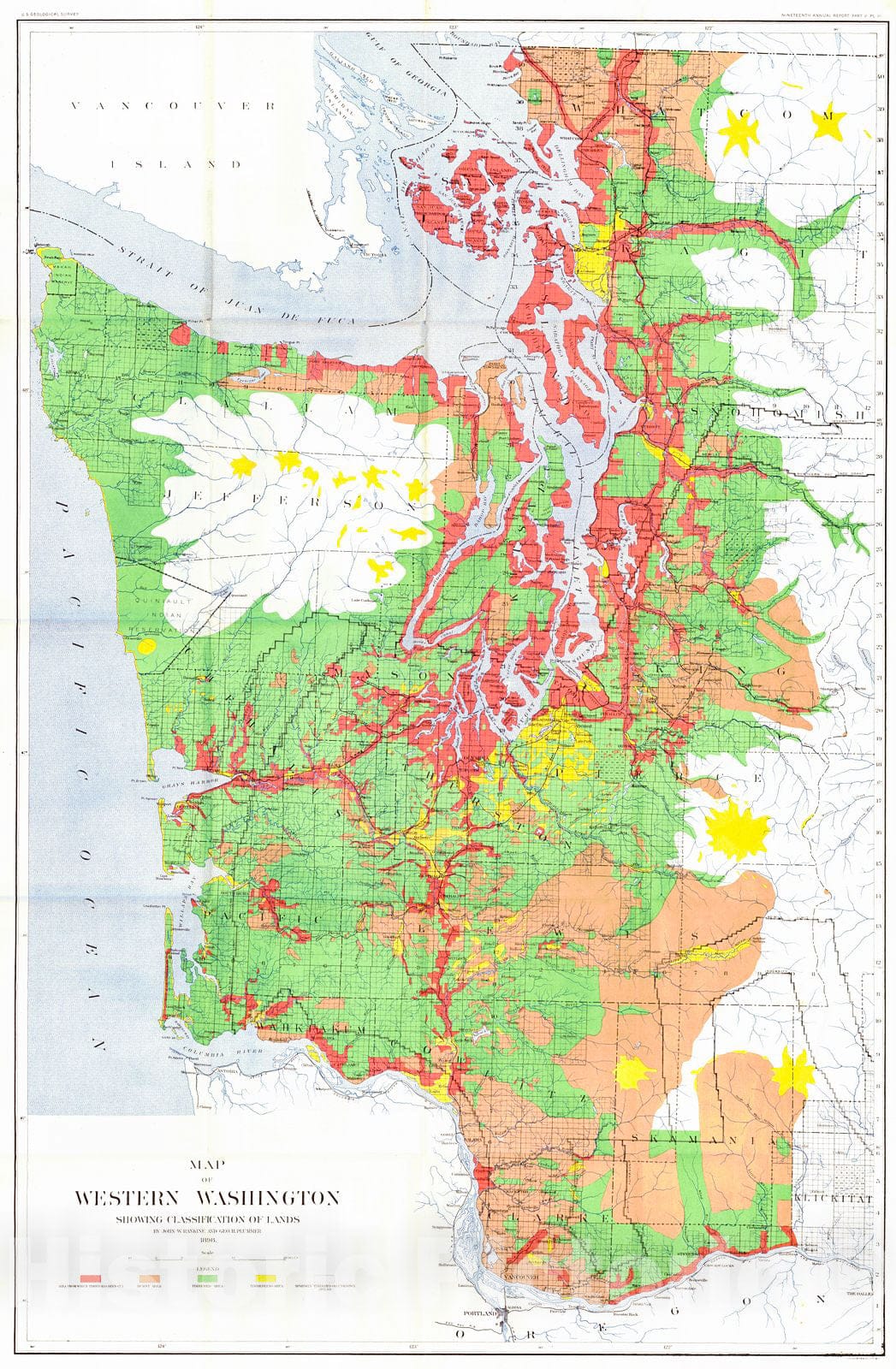 Historic Map : 1898 Map of Western Washington Showing Classification o ...