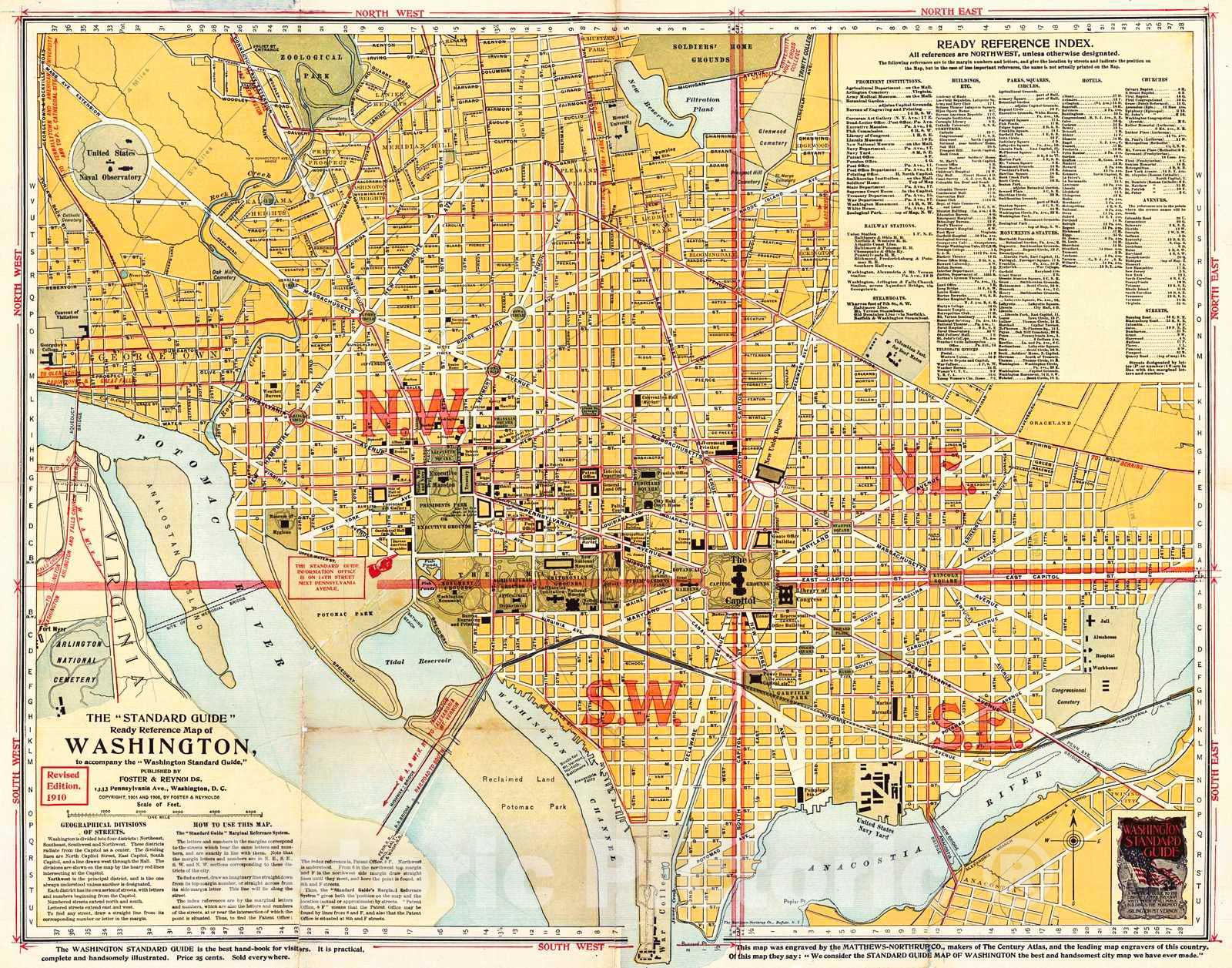 Historic Map : 1910 The Standard Guide Ready Reference Map of Washingt ...