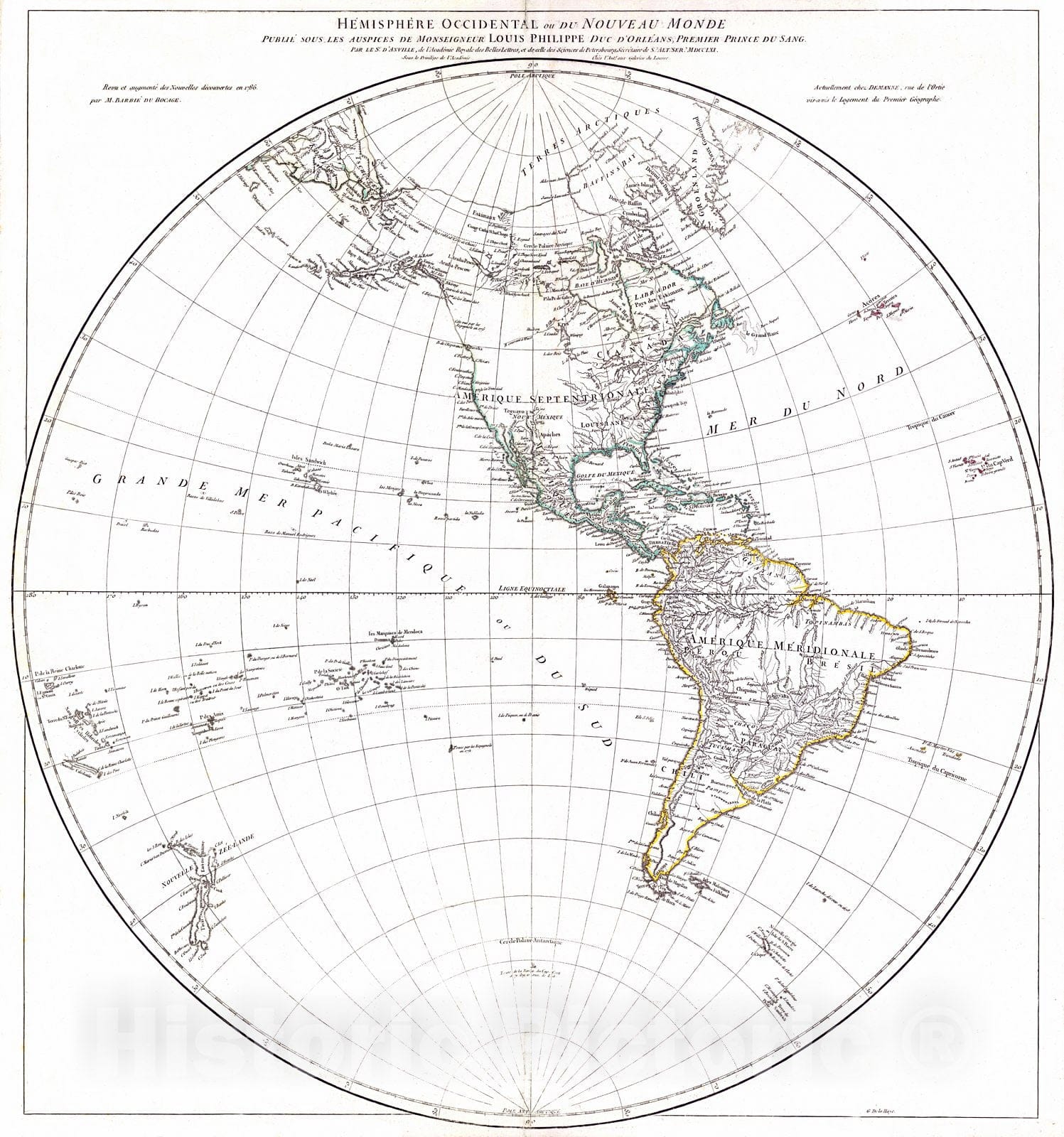 Historic Map : 1786 Hemisphere Occidental ou du Nouveau Monde : Vintag ...