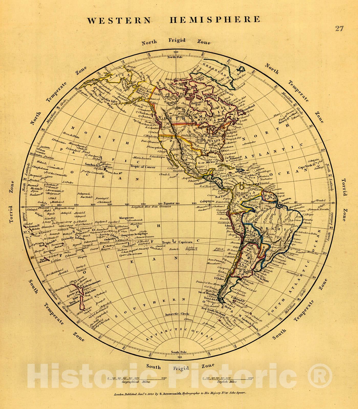 Historic Map : 1828 Western Hemisphere : Vintage Wall Art – Historic ...