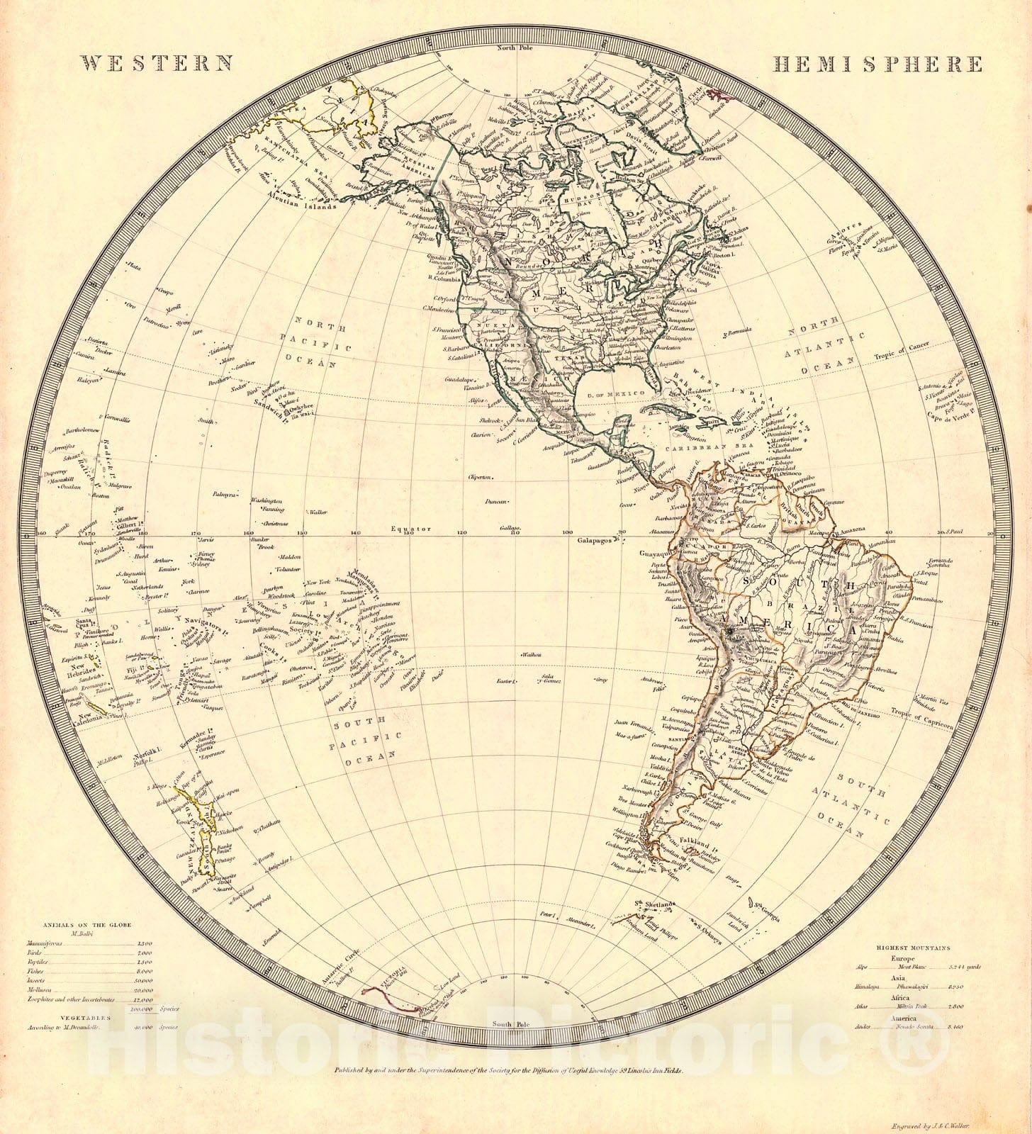 Historic Map : 1844 Western Hemisphere : Vintage Wall Art - Historic ...