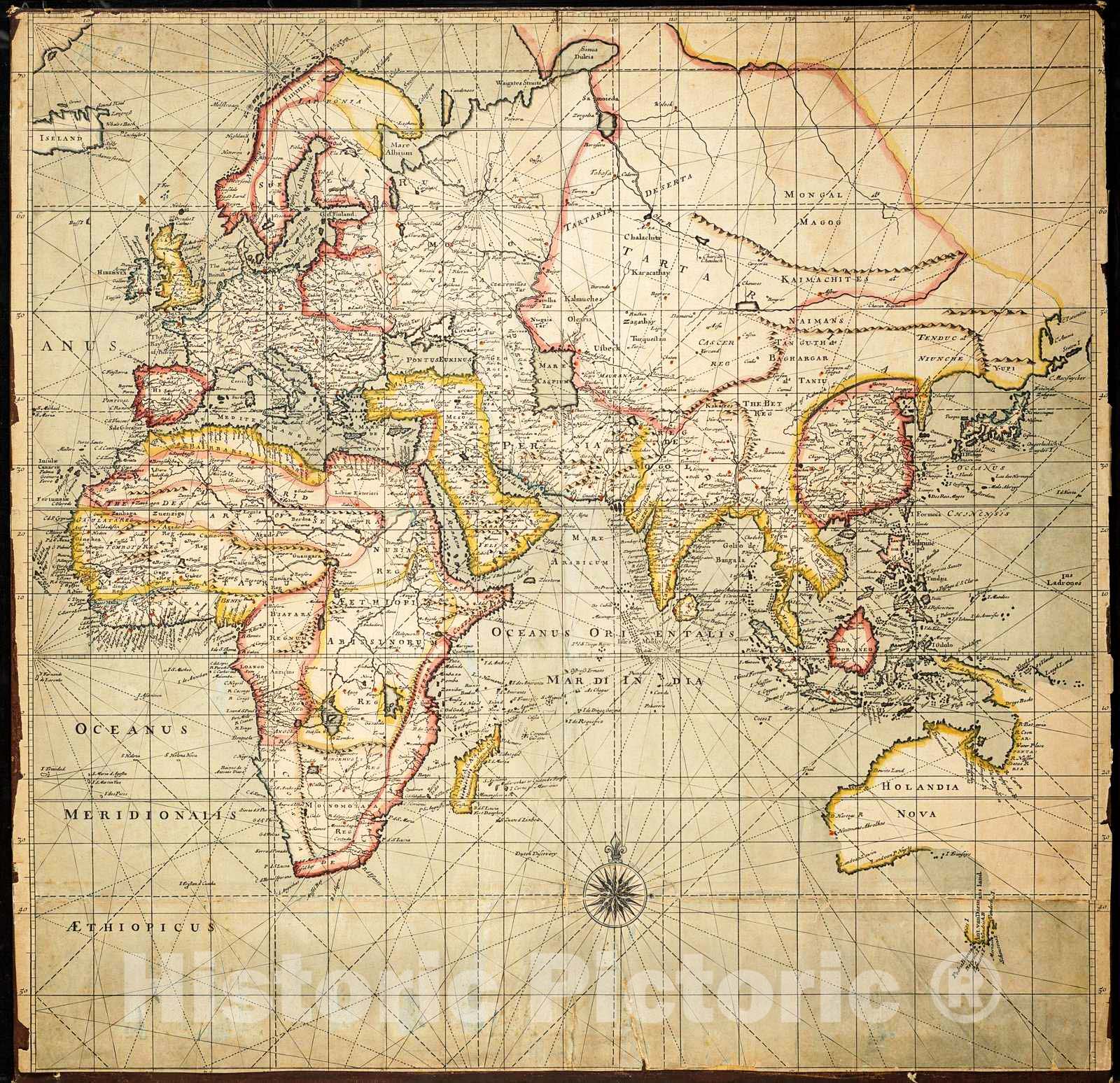 Historic Map : 1600 [Chart of the Eastern Hemisphere on Mercator's Pro ...