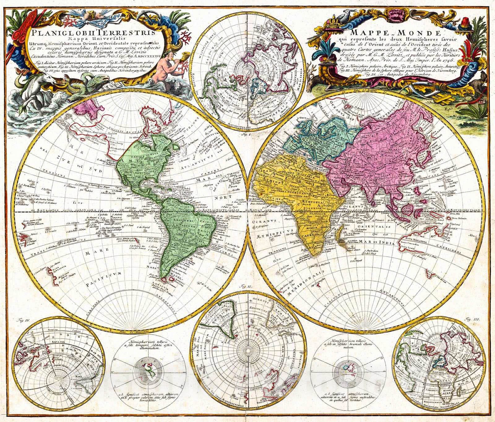 Historic Map : 1746 Planiglobii terrestris mappa universalis utrum qb ...
