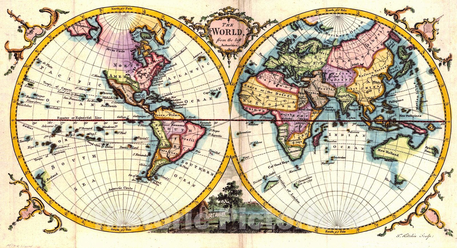 Historic Map : 1780 The World from the Best Authorities : Vintage Wall ...