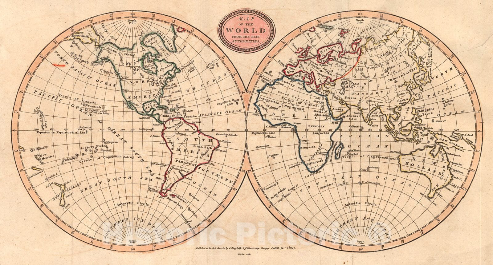 Historic Map : 1807 Map of the World from the Best Authorities : Vinta ...