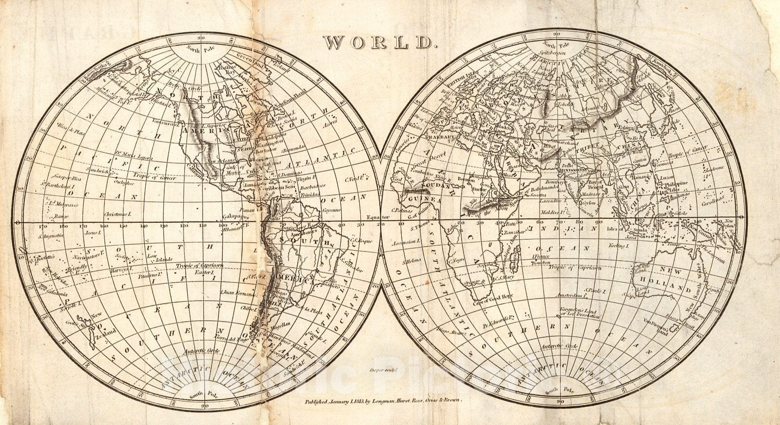 Historic Map : 1813 World : Vintage Wall Art – Historic Pictoric