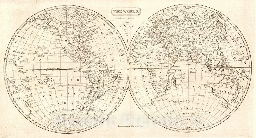 Historic Map : 1825 The World : Vintage Wall Art – Historic Pictoric