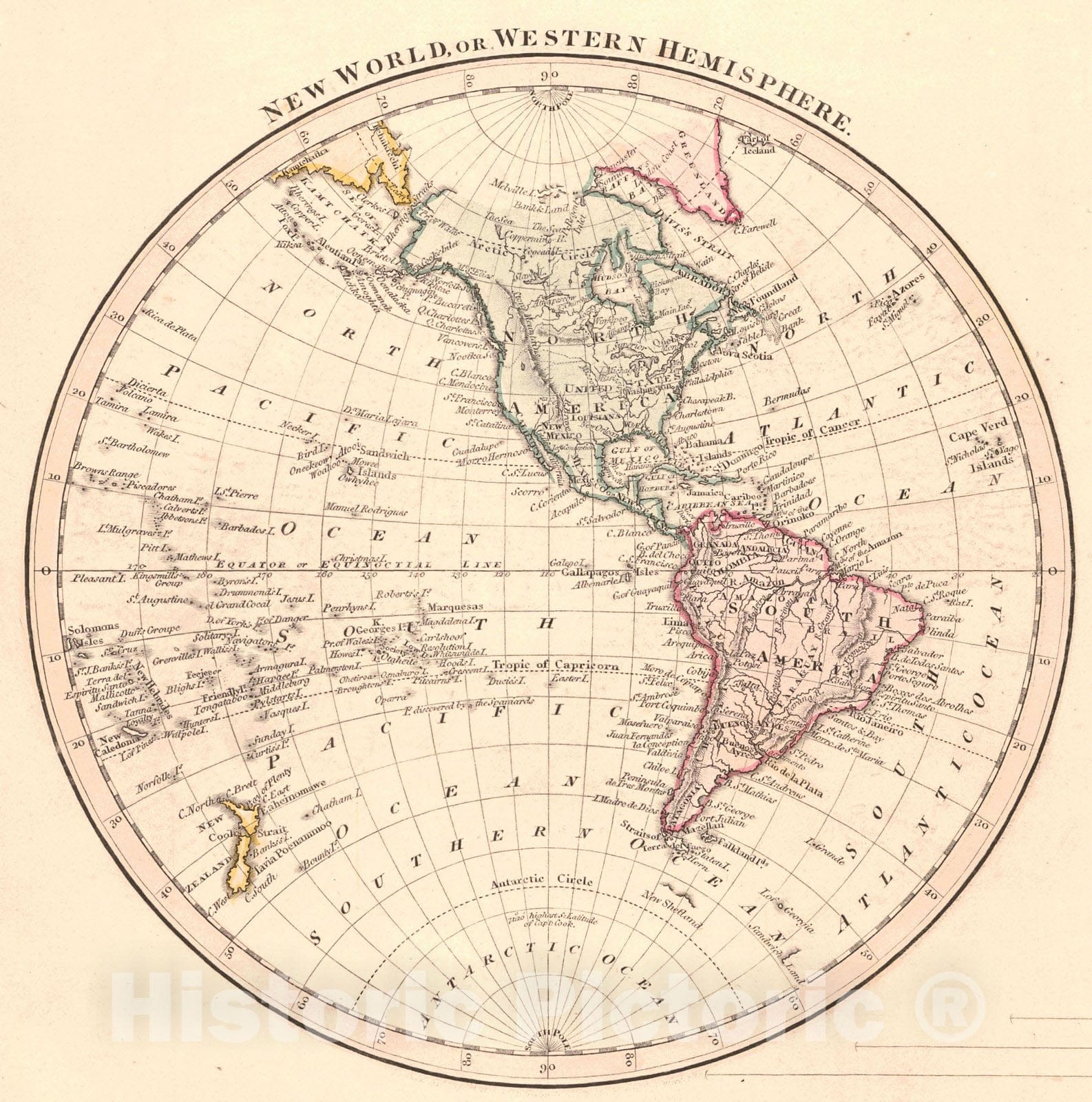 Historic Map : 1825 New World or Western Hemisphere : Vintage Wall Art ...