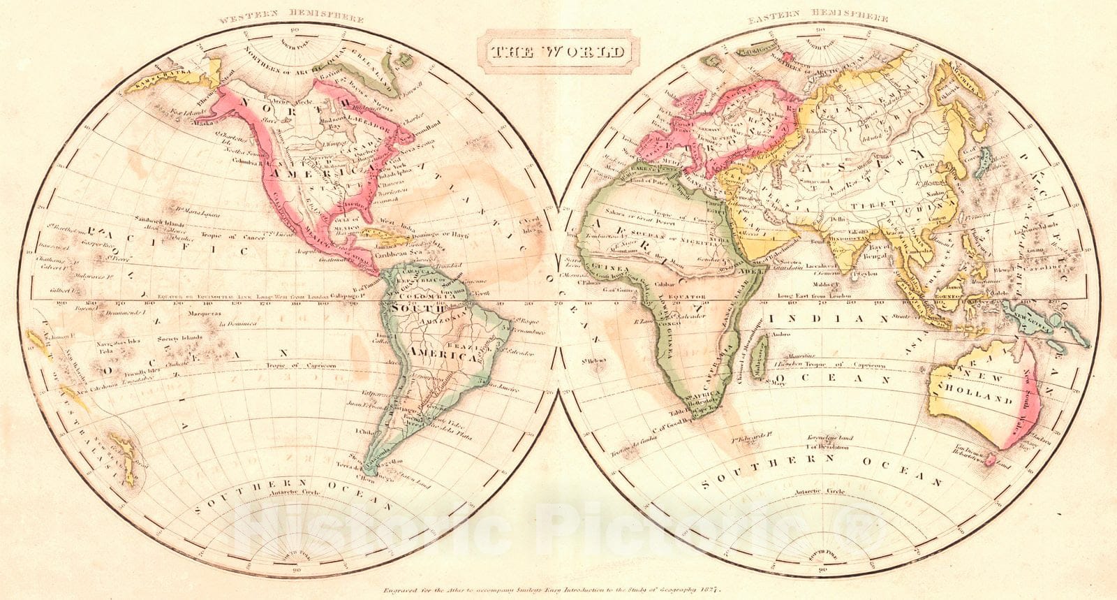 Historic Map : 1827 The World : Vintage Wall Art – Historic Pictoric