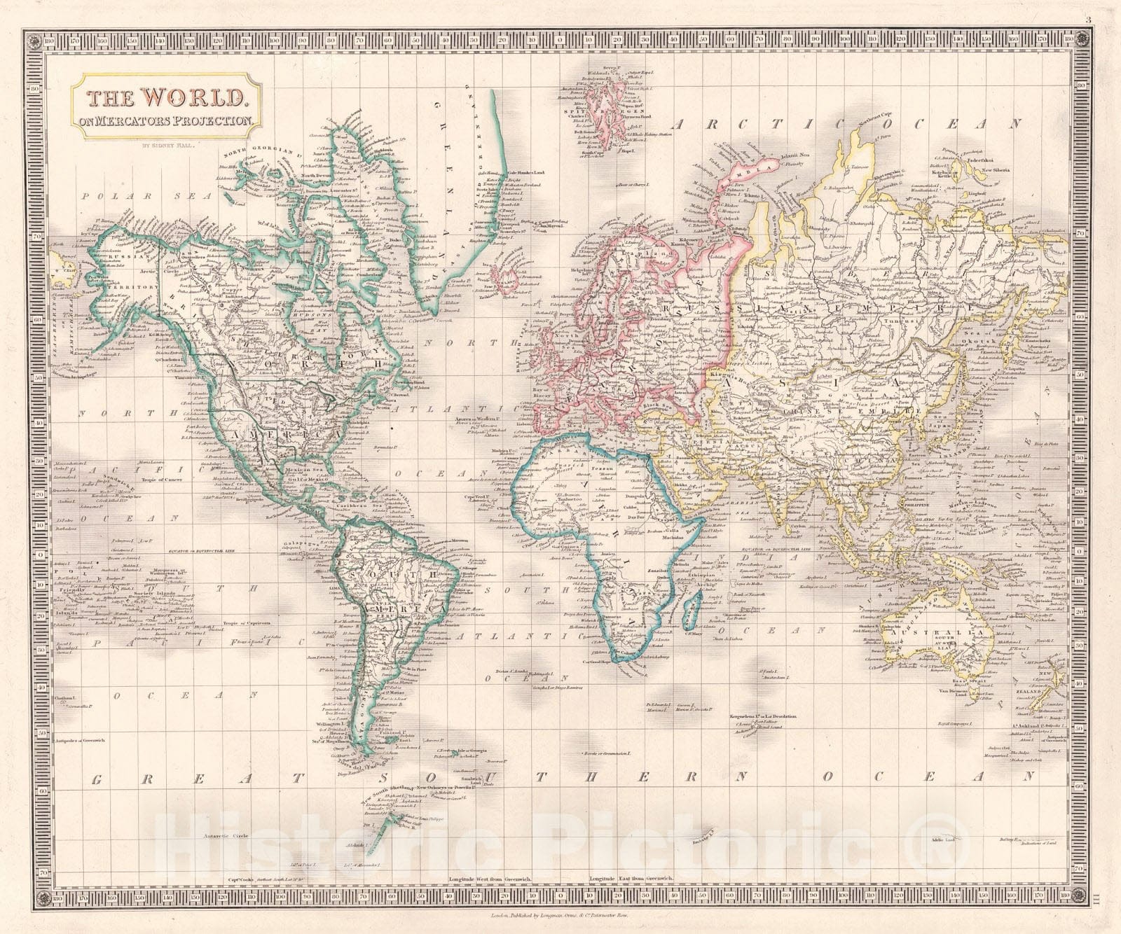 Historic Map : 1838 The World, Mercator's Projection : Vintage Wall Ar ...