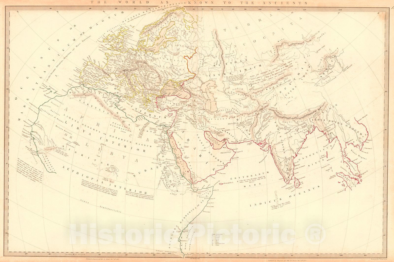 Historic Map : 1842 The World as known to the Ancients : Vintage Wall ...