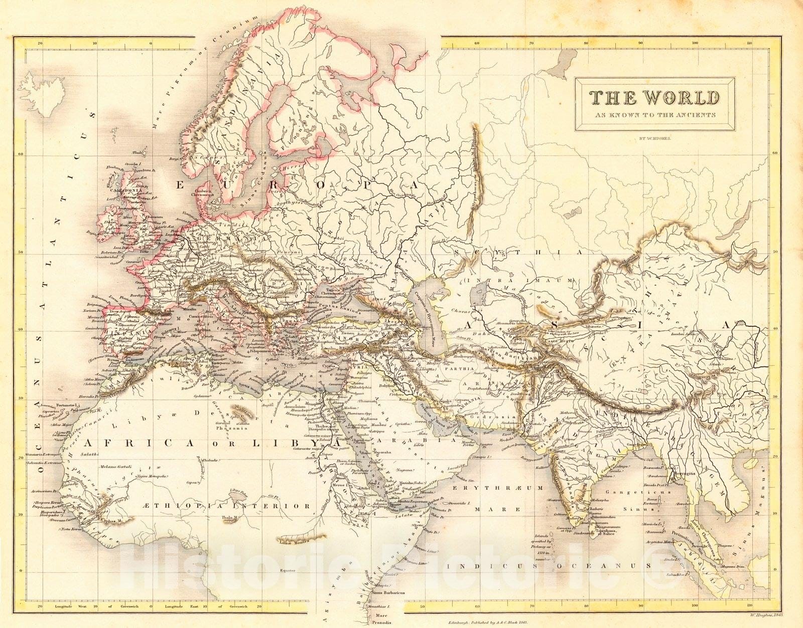 Historic Map : 1843 The World as known to the Ancients : Vintage Wall ...