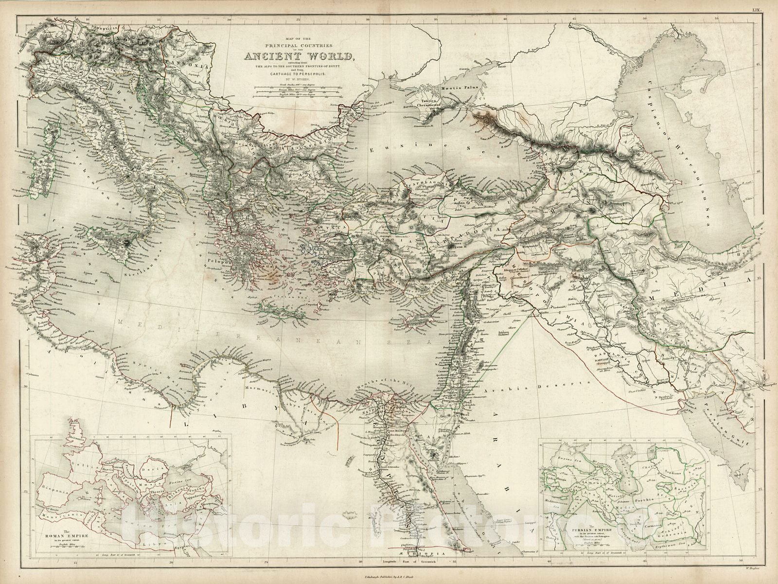 Historic Map : 1845 Map of the Principal Countries of the Ancient Worl ...