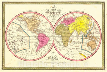 Historic Map : 1847 A New Map of the World on the Globular Projection ...