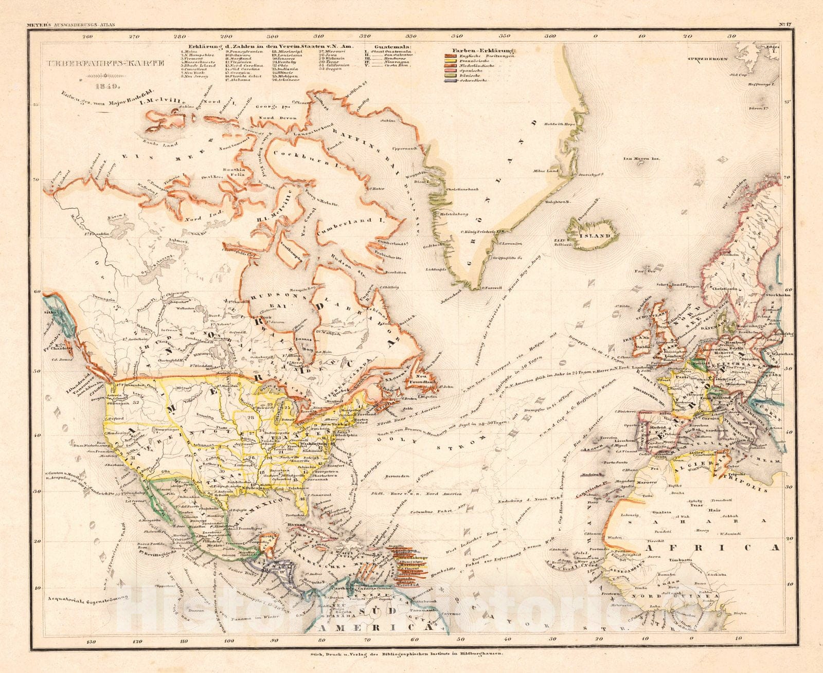 Historic Map : 1849 Uberfahrts-Karte : Vintage Wall Art – Historic Pictoric