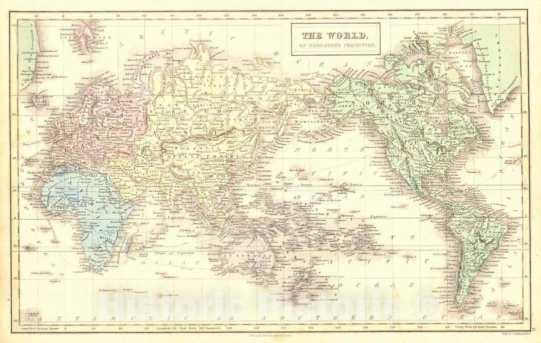 Historic Map : World, 1854 : Vintage Wall Art – Historic Pictoric