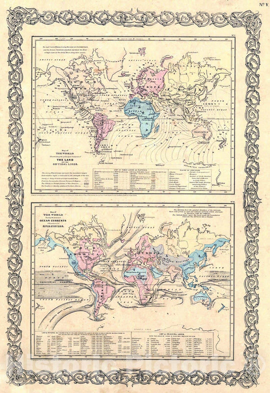 Historic Map : 1855 Map of the World Illustrating the Principal featur ...