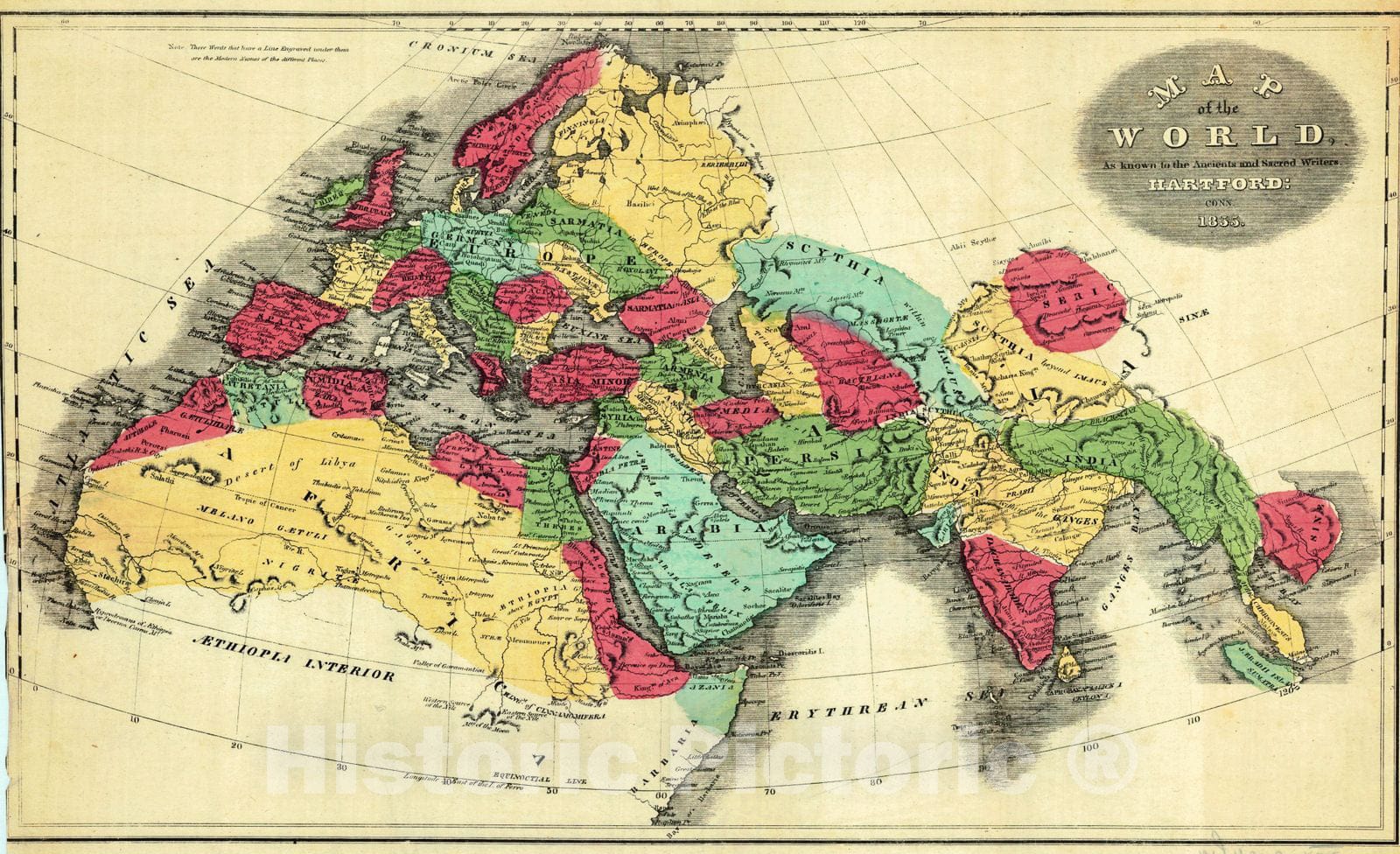 Historic Map : 1855 Map of the World as known to the Ancients and Sacr ...
