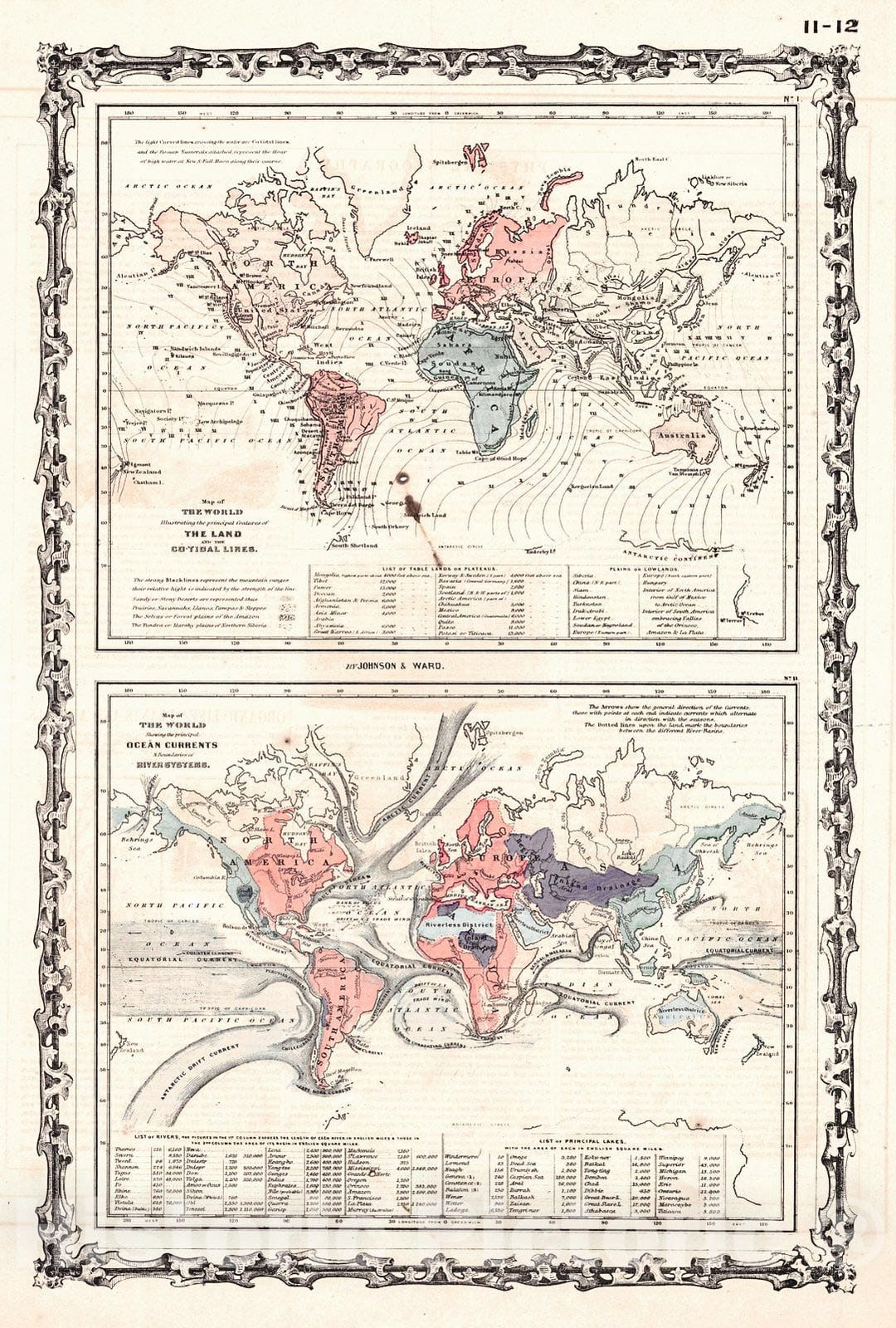 Historic Map : 1862 Map of the World Illustrating the Principal Featur ...