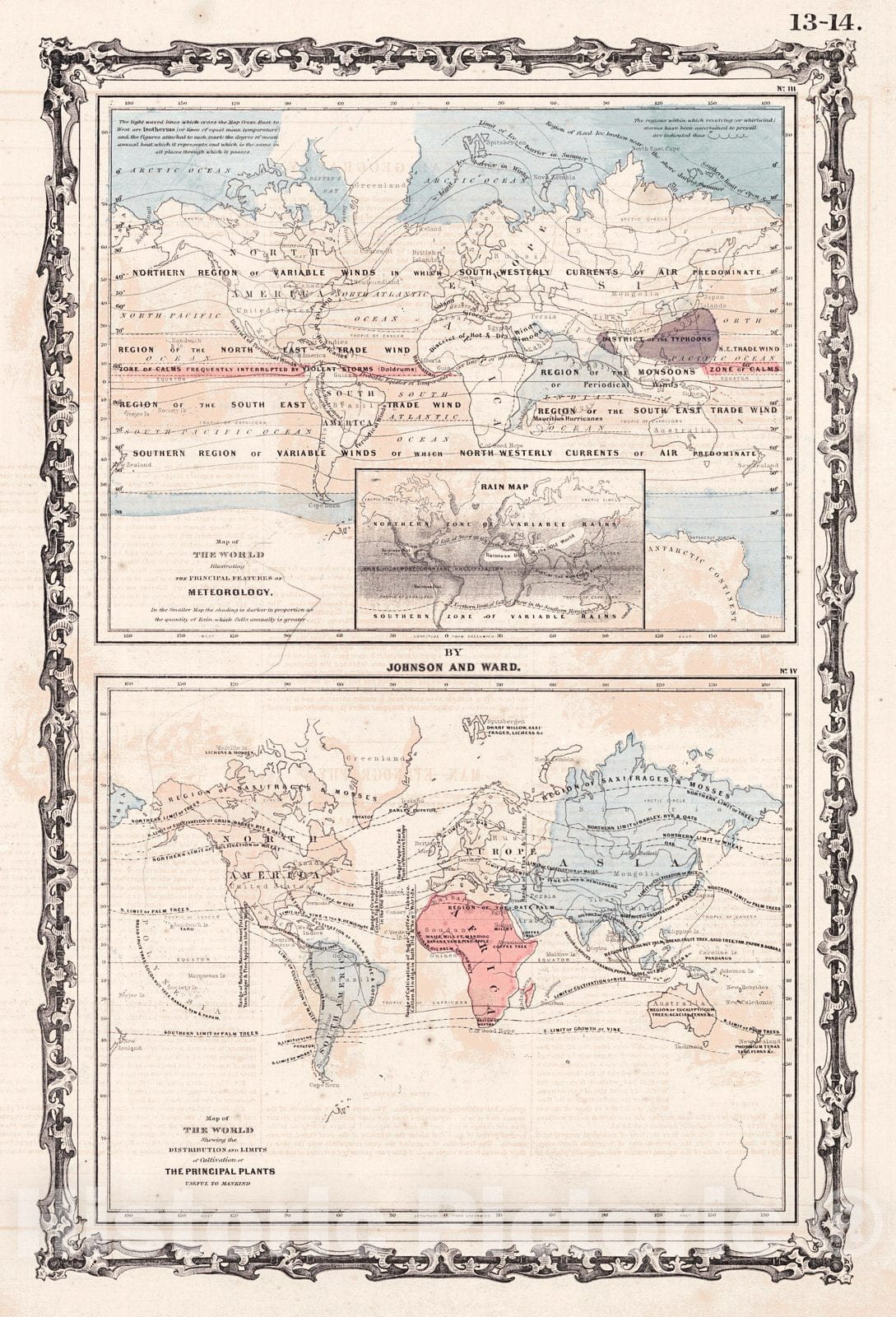 Historic Map : 1862 Map of the World Illustrating the Principal Featur ...