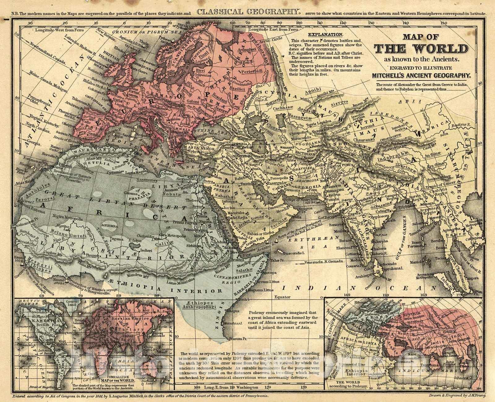 Historic Map : 1864 Map of the World as known to the Ancients : Vintag ...