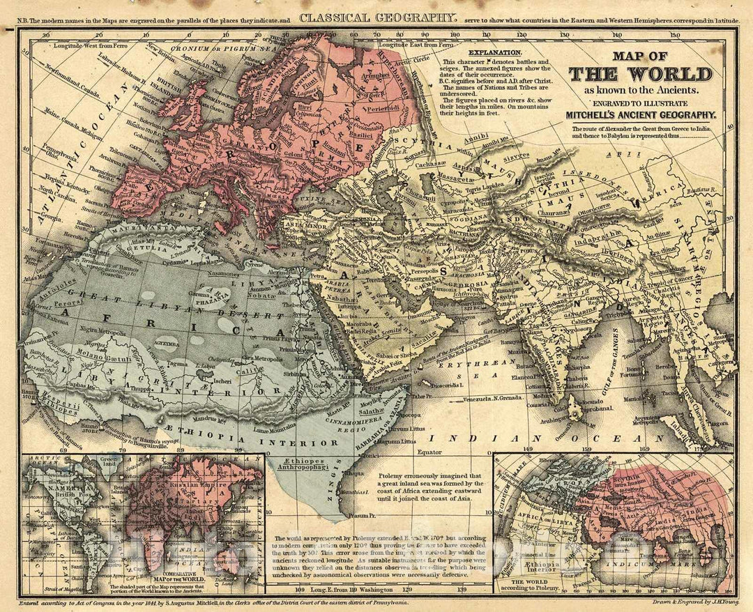 Historic Map : 1864 Map of the World as known to the Ancients : Vintag ...