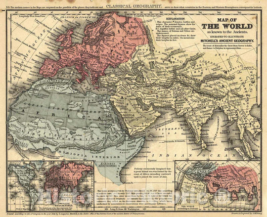 Historic Map : 1864 Map of the World as known to the Ancients : Vintag ...