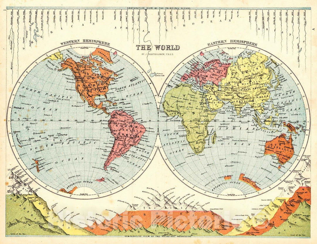Historic Map : 1870 The World : Vintage Wall Art – Historic Pictoric