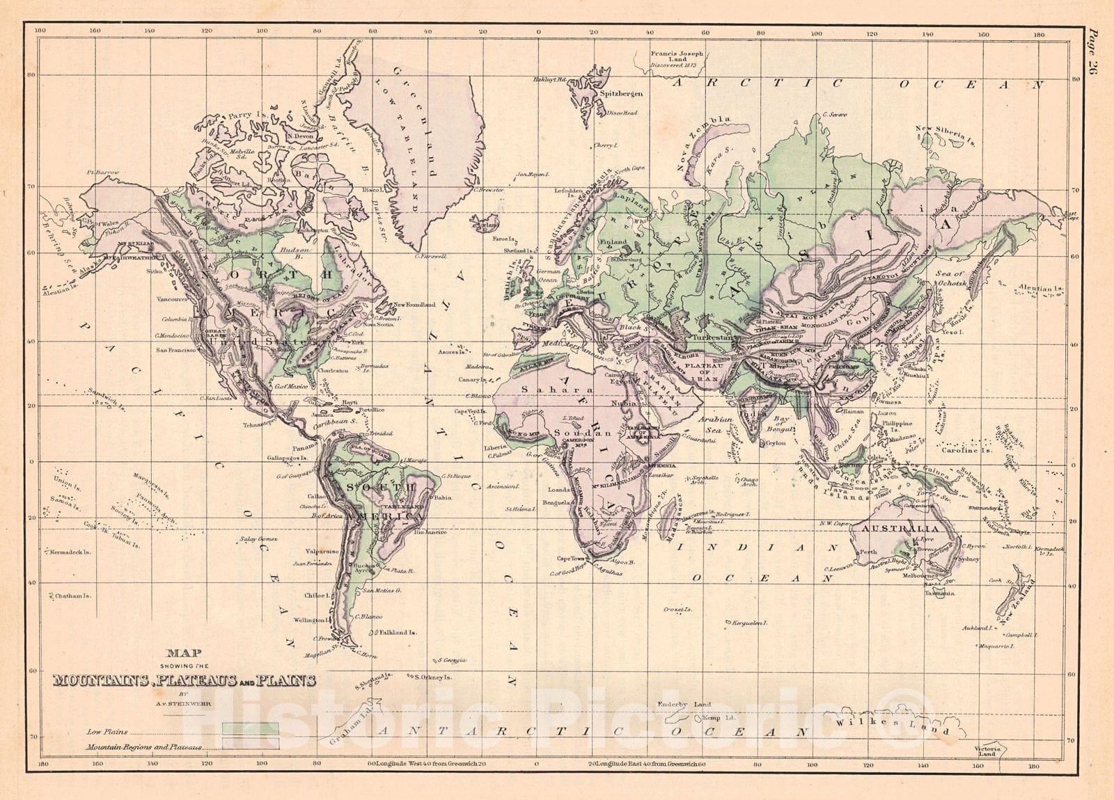 Historic Map : 1872 Map Showing the Mountains, Plateus, and Plains : V ...