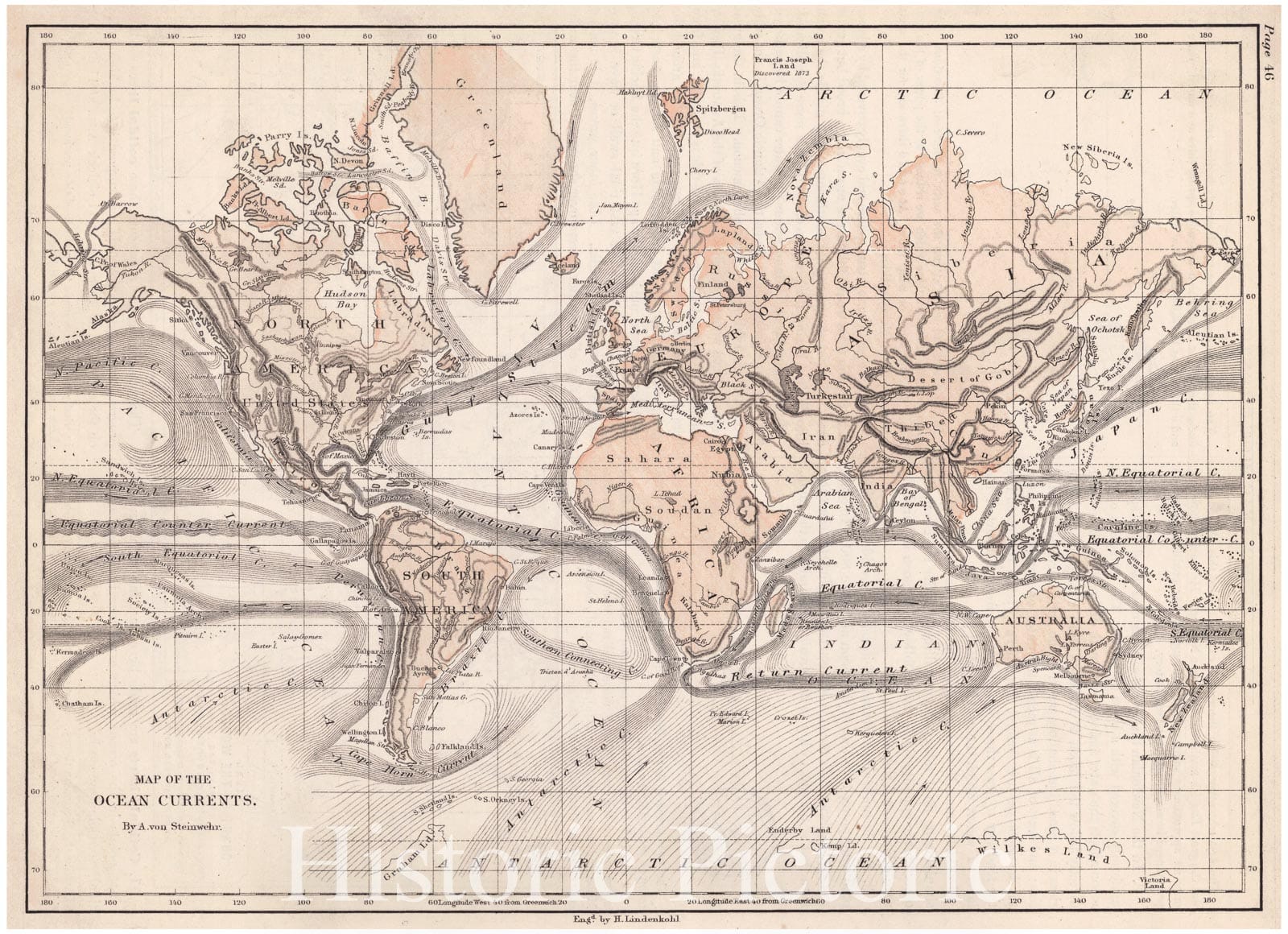 Historic Map : 1872 Map of the Ocean Currents : Vintage Wall Art ...