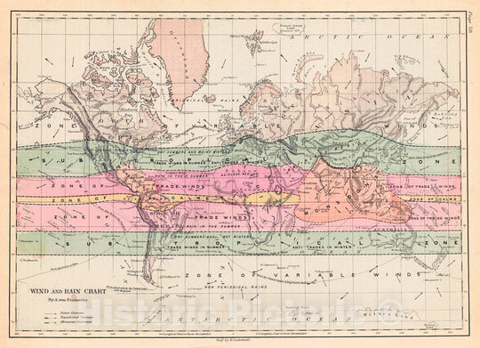 Historic Map : 1872 Wind and Rain Chart : Vintage Wall Art – Historic ...