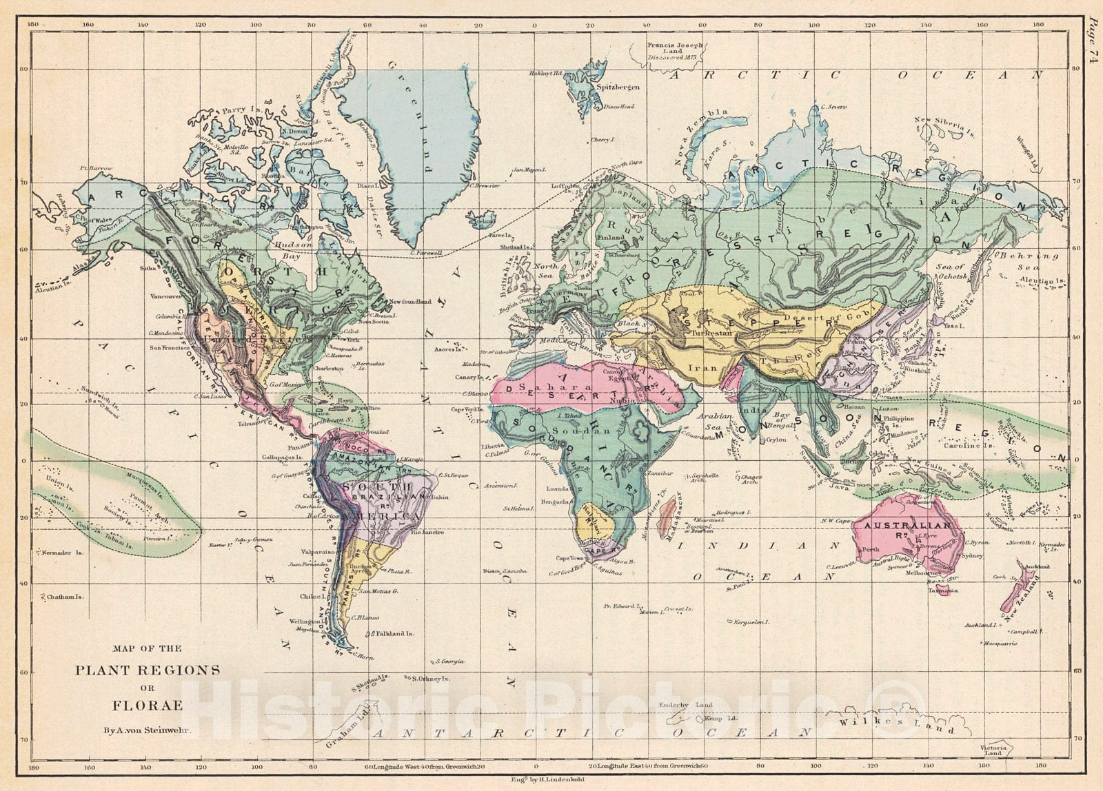Historic Map : 1872 Map of the Plant Regions or Florae : Vintage Wall ...