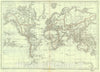 Historic Map : 1873 Planisphere Indiquant les principaux Voyages autou ...