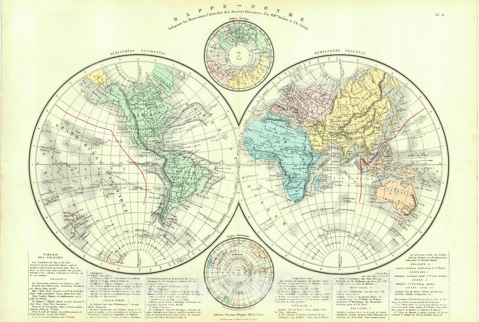 Historic Map : 1873 Mappe-Monde : Vintage Wall Art – Historic Pictoric