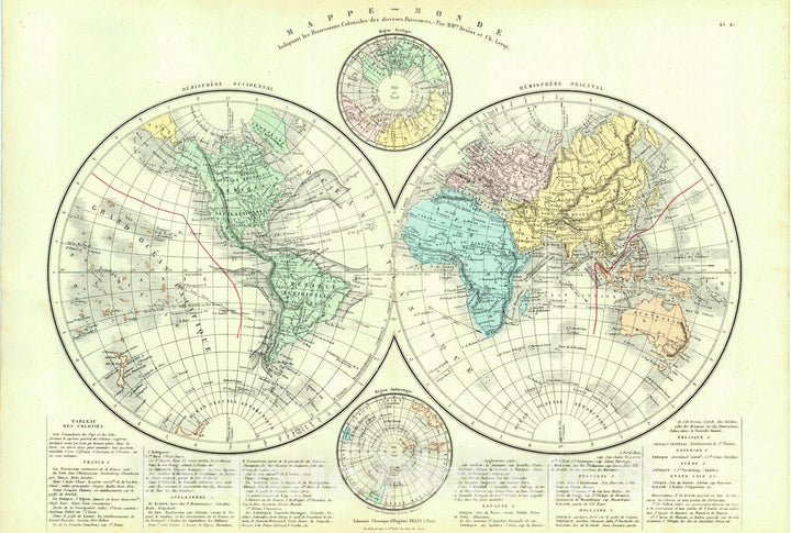 Historic Map : 1873 Mappe-Monde : Vintage Wall Art – Historic Pictoric