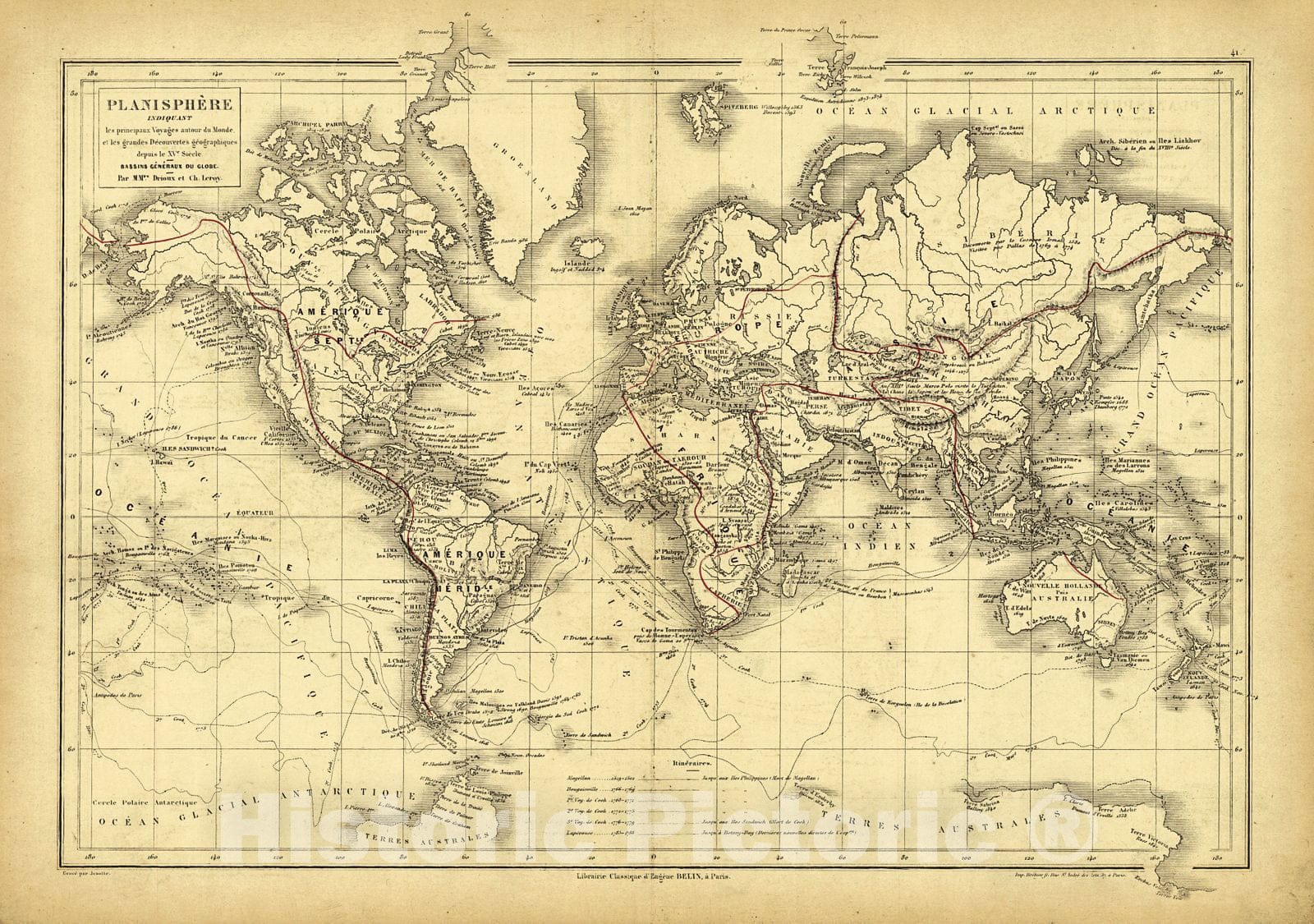 Historic Map : 1878 Planisphere : Vintage Wall Art – Historic Pictoric