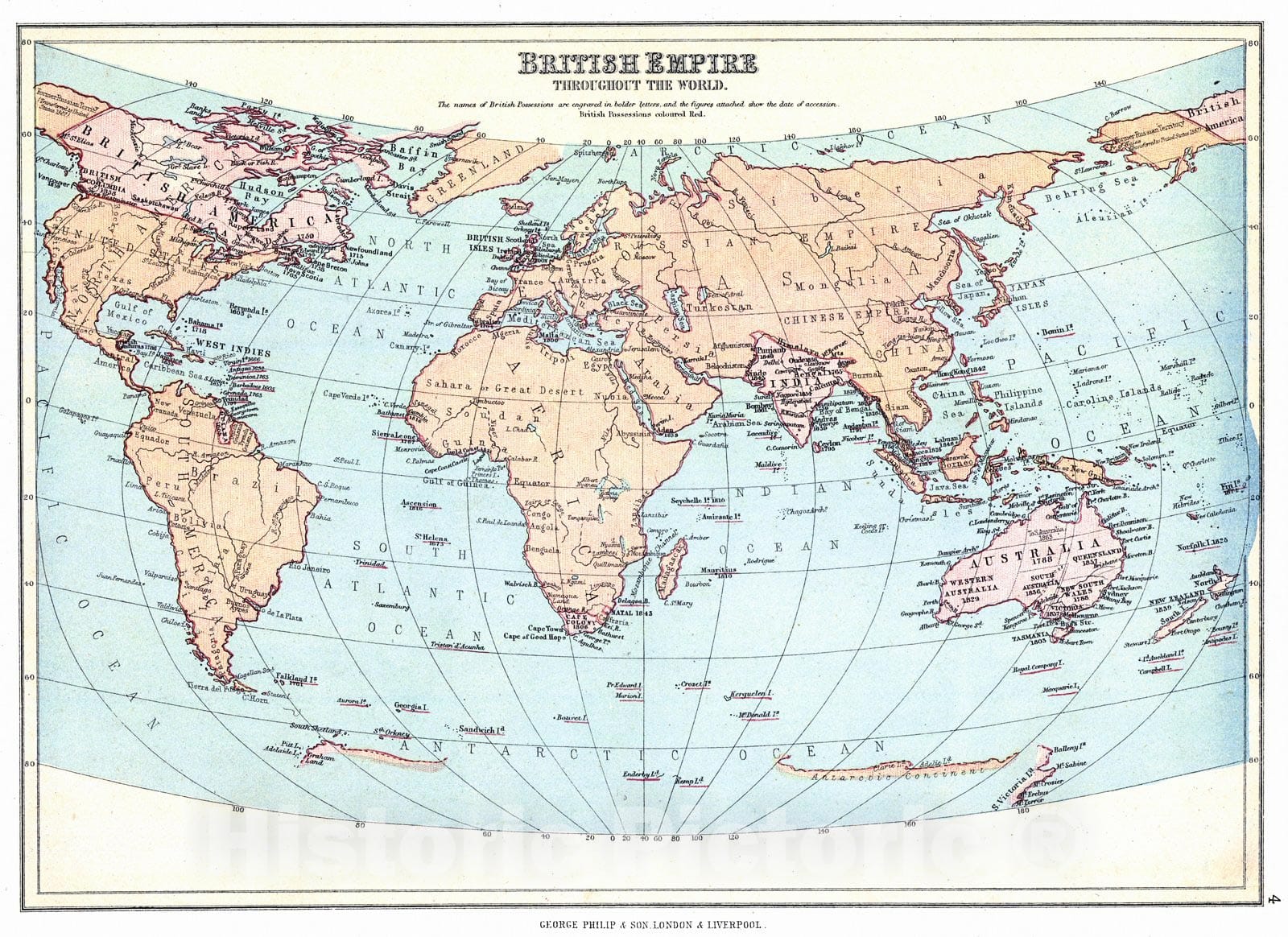Historic Map : 1880 British Empire Throughout the World : Vintage Wall ...