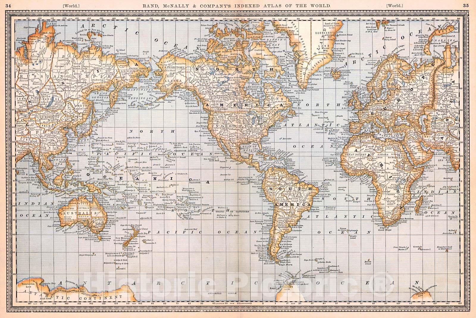 Historic Map : 1884 World : Vintage Wall Art – Historic Pictoric