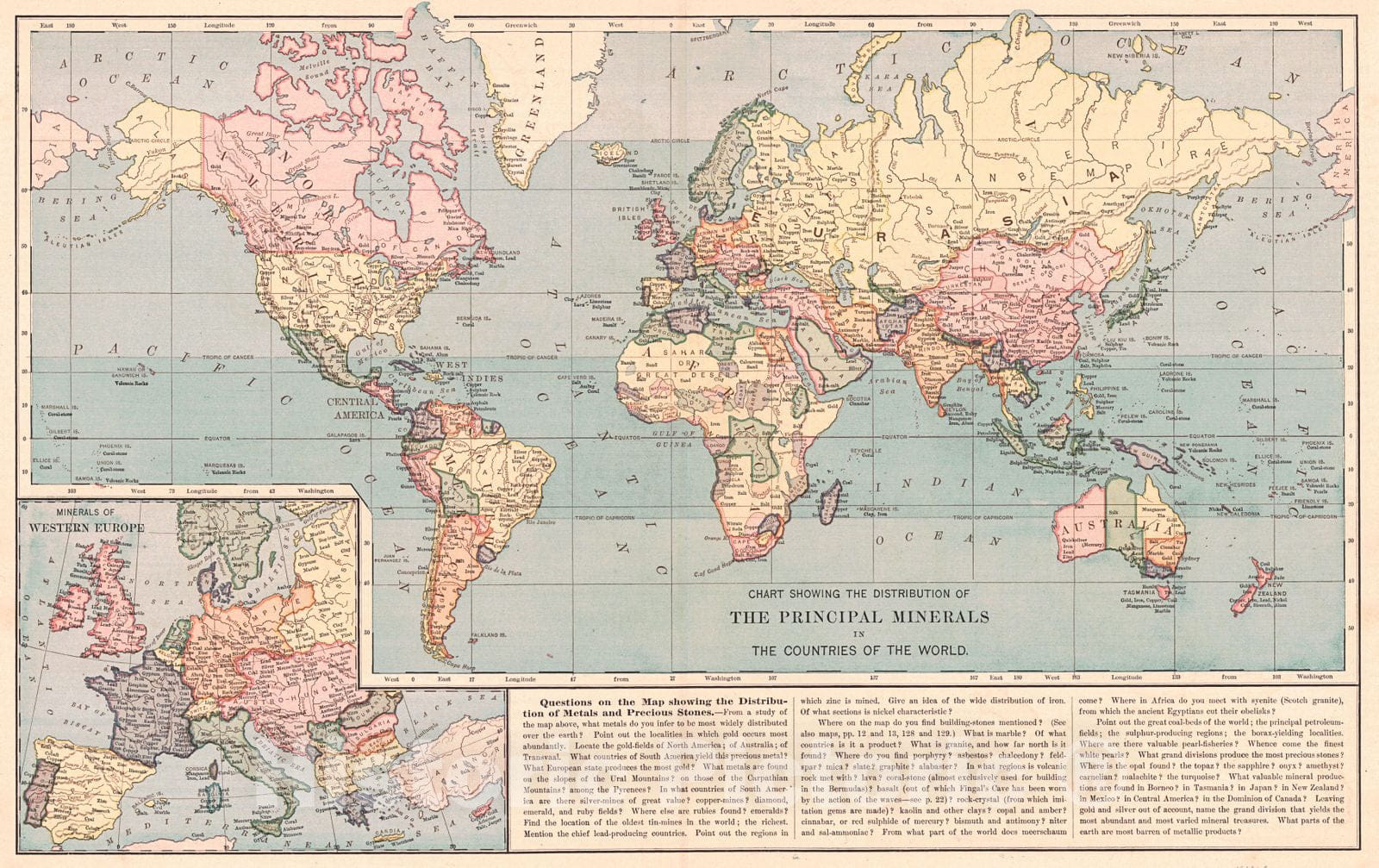 Historic Map : 1887 Chart Showing the Distribution of the Principal Mi ...