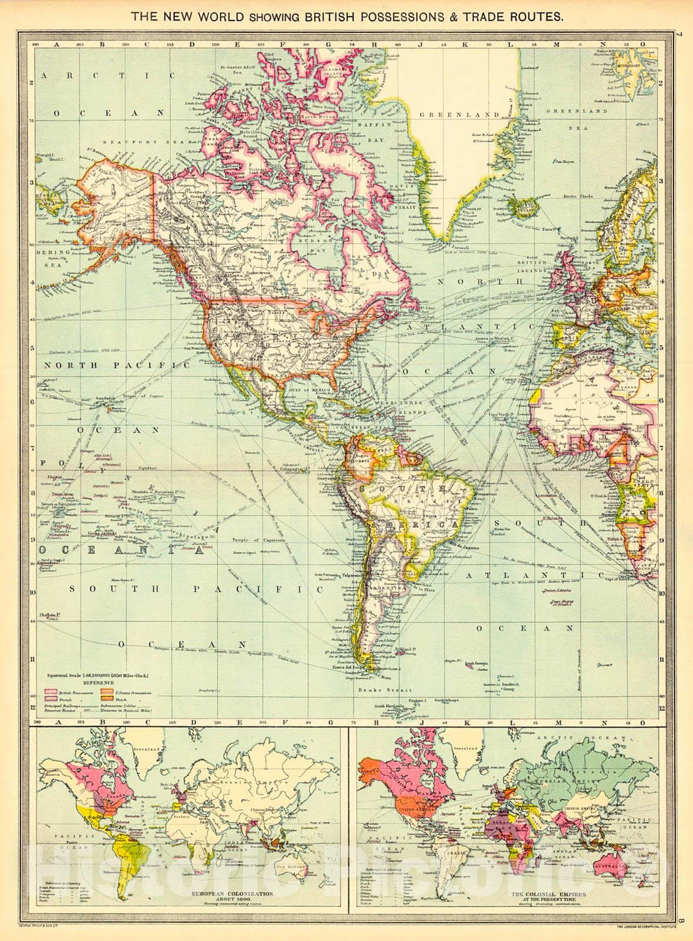 Historic Map : 1910 The New World Showing British Possessions and Trad ...
