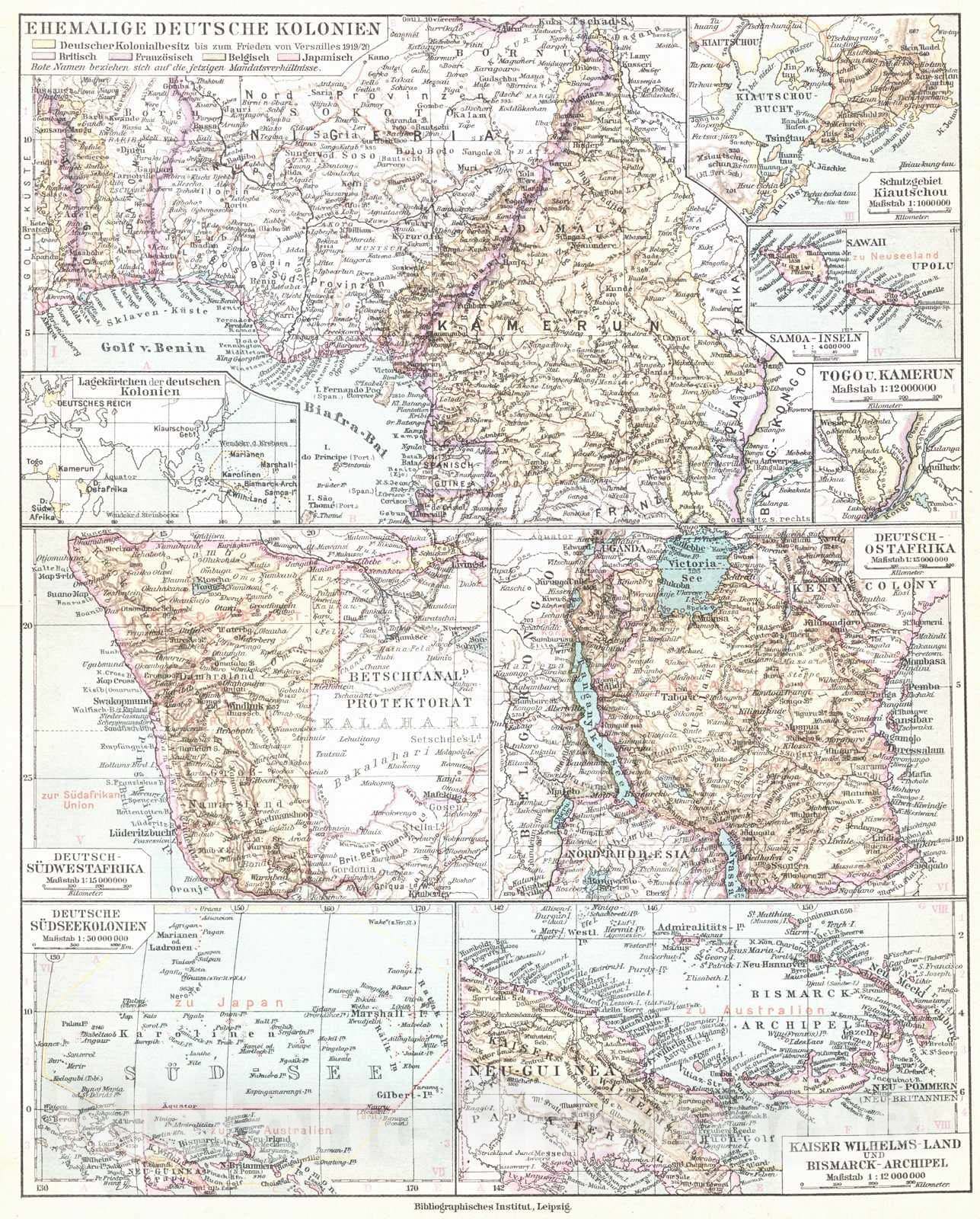 Historic Map : 1924 Ehemalige Deutsche Kolonien : Vintage Wall Art ...