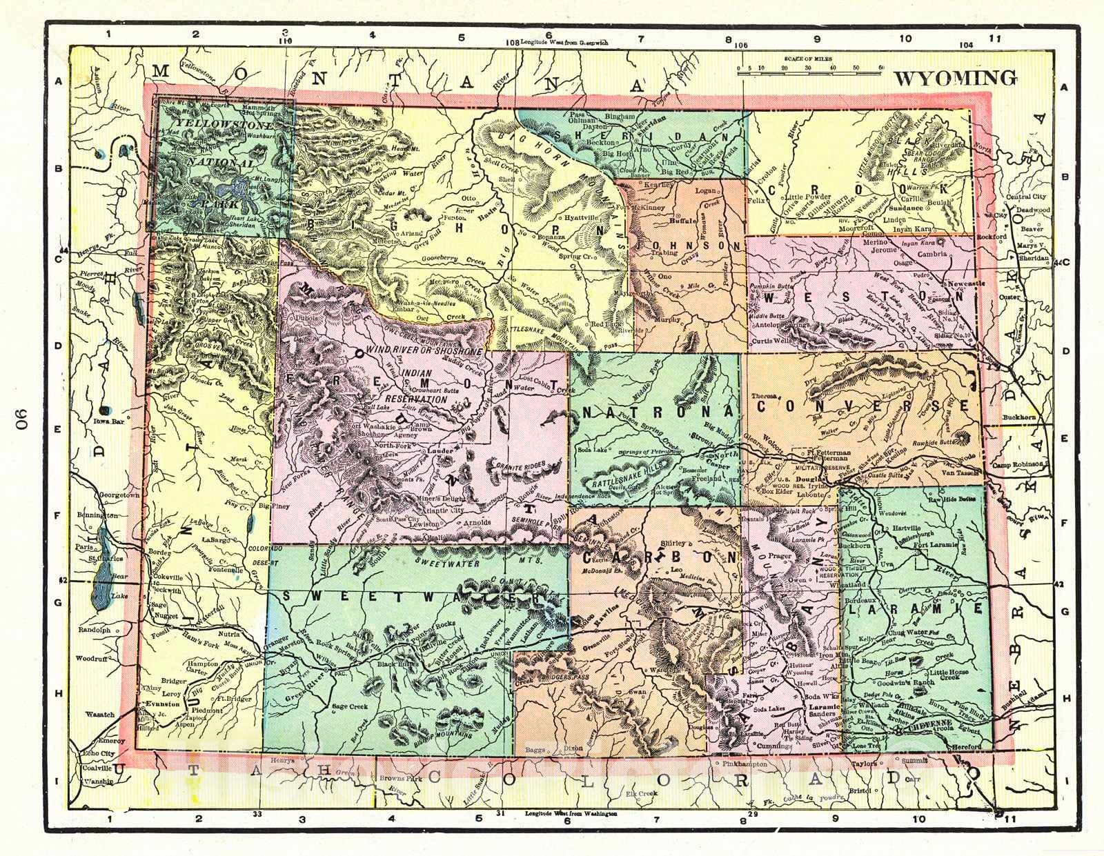 Historic Map : 1898 Wyoming : Vintage Wall Art – Historic Pictoric