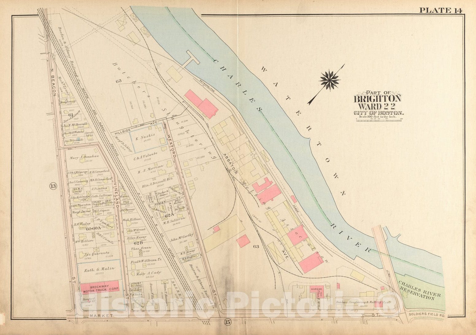 Historical Map, 1925 Atlas of the city of Boston, Brighton : plate 14 ...