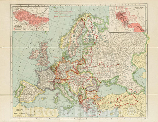 Historical Map, 1919 Europe Showing The Proposed New States, Vintage W ...