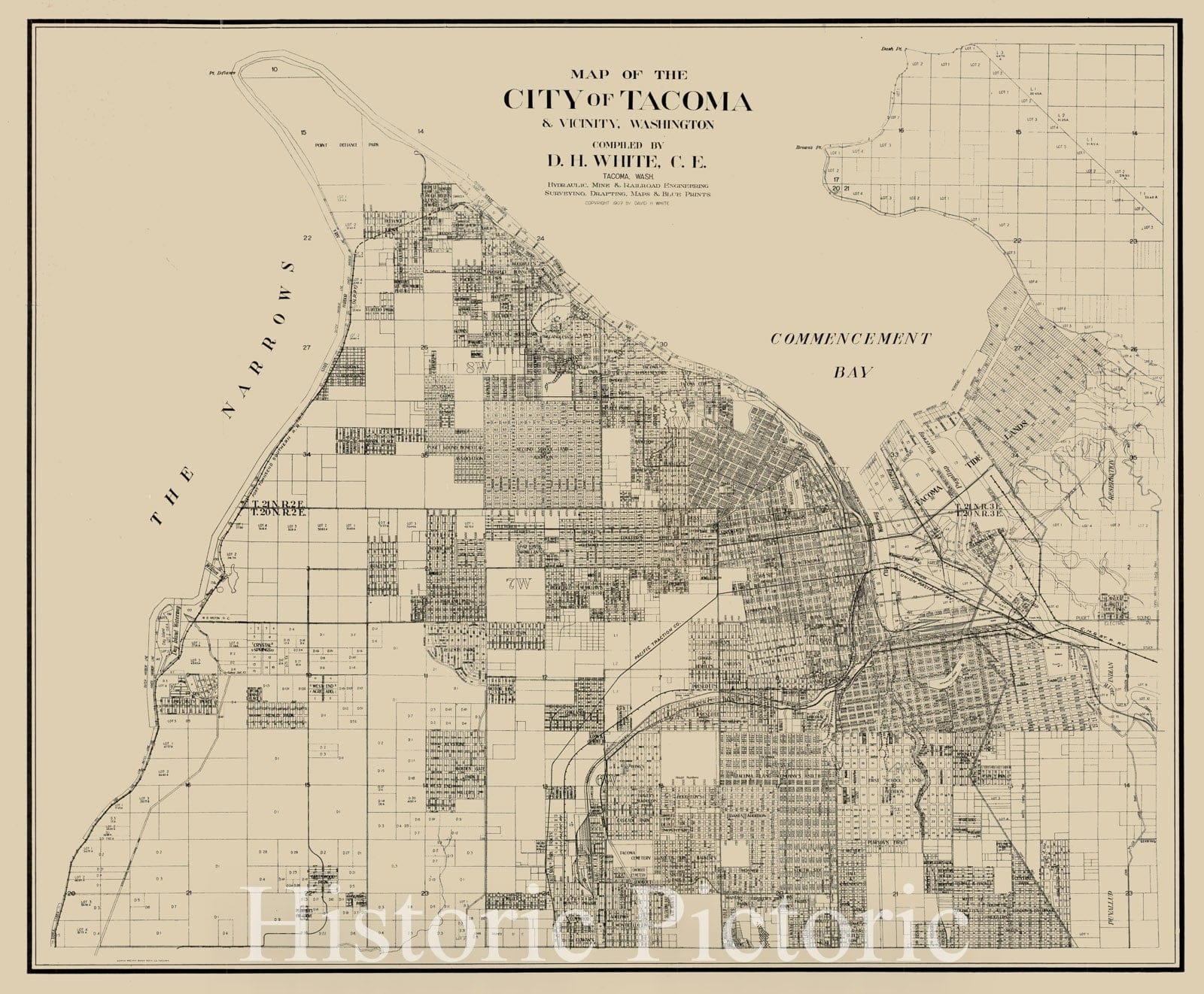 Historical Map, ca. 1907 Map of the city of Tacoma & vicinity, Washing ...