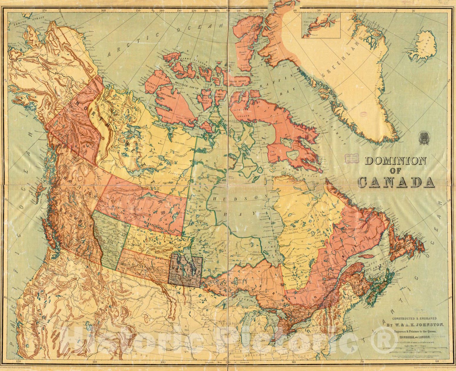 Historical Map, 1895-1898 Dominion of Canada, Vintage Wall Art ...