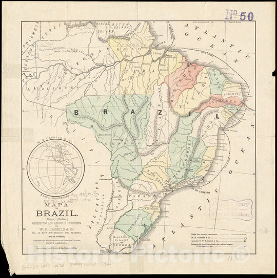 Historical Map, 1890-1899 Mapa do Brazil : (esboco) (outline), Vintage ...