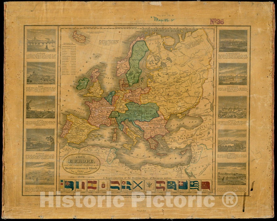 Historical Map, 1831-1830 A map of Europe, and The Countries bordering ...