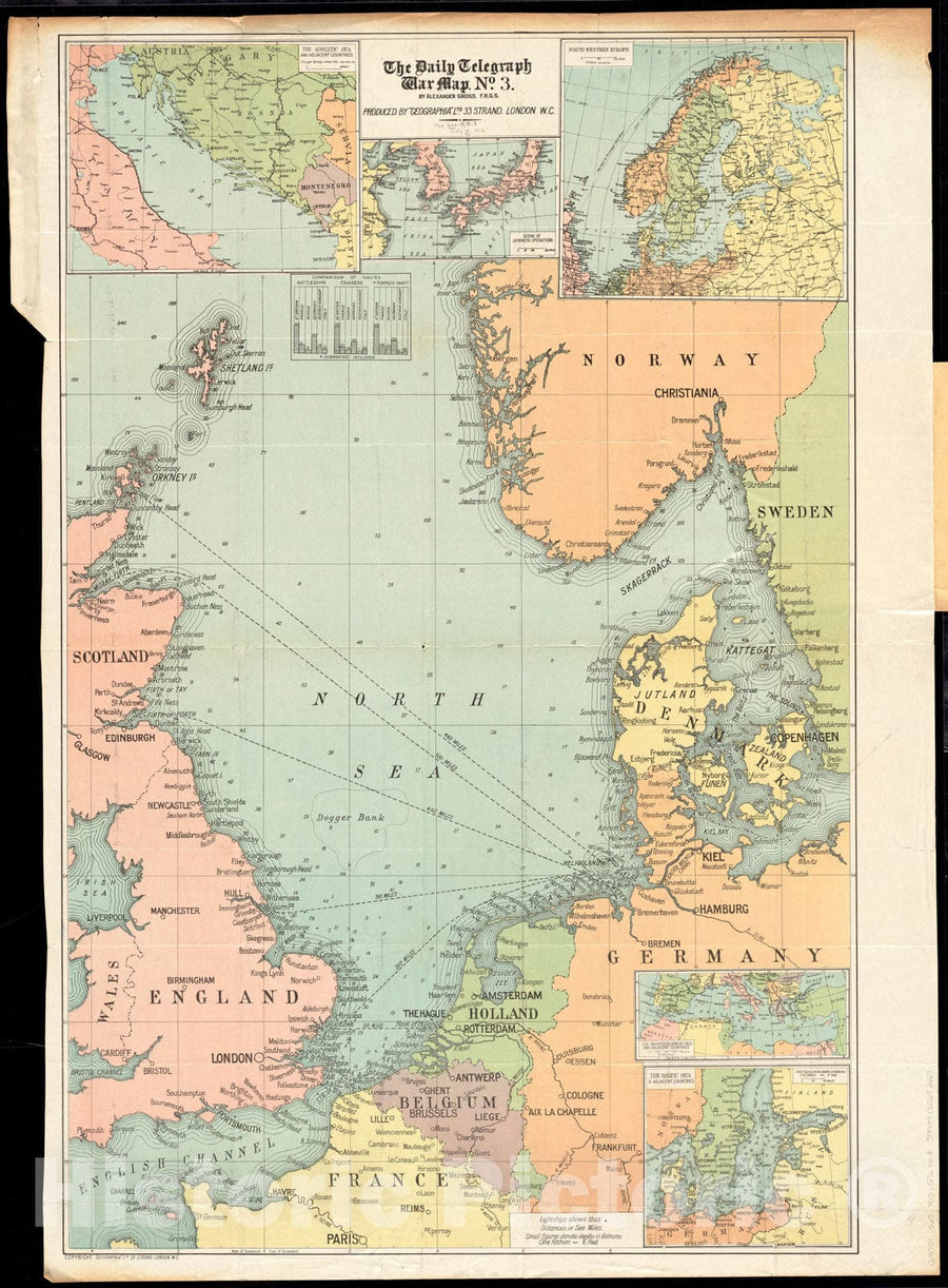 Historical Map, 1915 The Daily Telegraph war map no. 3, Vintage Wall A ...